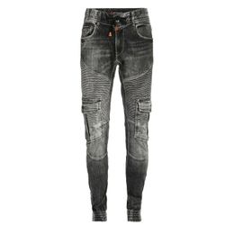 Cipo & Baxx CIPO & BAXX Herren Cargojeans "Jeans", schwarz, Gr. 30, unifarben, 98% Baumwolle, 2% Elasthan, Jeans, mit elastischen B&uuml;ndchen am Saum, CD-446