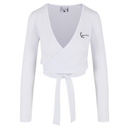Longsleeve Karl Kani "Karl Kani Damen", Damen, Gr. L, wei&szlig;, 95% Baumwolle, 5% Elasthan, skinny fit, V-Ausschnitt, Shirts