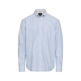 Camel Active Herren Streifenhemd, blau, Gr. XXL, gestreift, Web, Obermaterial: 97% Baumwolle, 3% Elasthan, Hemden, Langarm, mit Button-Down-Kragen