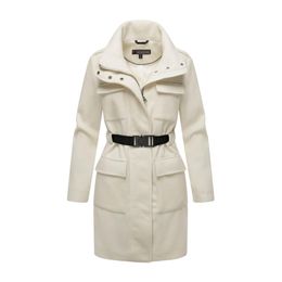 Marikoo Damen Kurzmantel "Tanokoo", wei&szlig;, Gr. XXL, 90% Polyester, 10% Viskose, M&auml;ntel, Eleganter &Uuml;bergangsmantel mit gro&szlig;en Taschen und Stretch-G&uuml;rtel