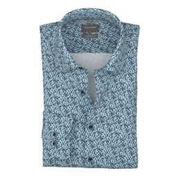 OLYMP Herren Langarmhemd "Luxor", blau, Gr. 39, gemustert, Web, Obermaterial: 100% Baumwolle, Hemden, New Kentkragen, comfort fit