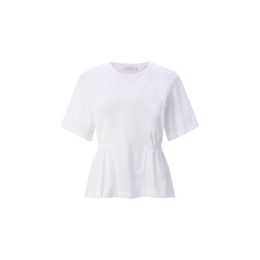 RICHROYAL Damen T-Shirtwei&szlig;, Gr. L, unifarben, Single Jersey, Obermaterial: 100% Baumwolle, Shirts, mit elastischen Raffungen an den Seiten
