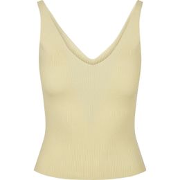 Urban Classics Damen Tanktop "Urban Classics Damen Ladies Rib Knit Top"softgelb, Gr. 5XL, unifarben, 35% Viskose, 35% Polyacryl, 30% Polyamid, Tops