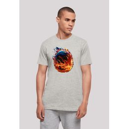 F4NT4STIC Damen T-Shirt "Basketball On Fire Sport UNISEX", grau, Gr. S, Obermaterial: 100% Baumwolle, Shirts, Print