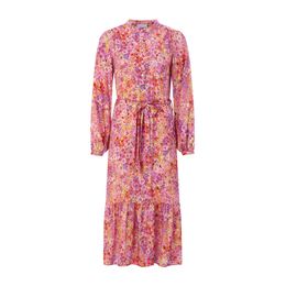 RICHROYAL Damen Druckkleid, bunt, Gr. 40, bedruckt, gebl&uuml;mt, Web, Obermaterial: 100% Viskose, Kleider, Blusenkleid mit breitem Bindeg&uuml;rtel, aus
