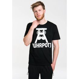 logoshirt Damen T-Shirt "Ruhrpott Logo", schwarz, Gr. S, bedruckt, mehrfarbig, 100% Baumwolle, Shirts, mit Ruhrpott-Symbol