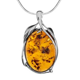 OSTSEE-SCHMUCK Damen Kette mit Anh&auml;nger "- Annegret - Silber 925/000 - Bernstein", 60, Silber 925 (Sterlingsilber), silber, Silber 925