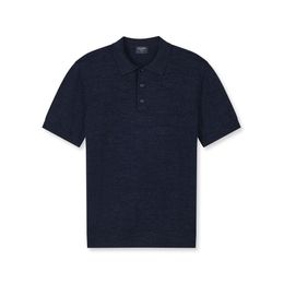 OLYMP Herren Poloshirt "Strick Casual", blau, Gr. XL, meliert, Feinstrick, Obermaterial: 84% Baumwolle, 16% Polyamid, Shirts, mit Knopfleiste,