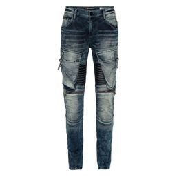Cipo & Baxx CIPO & BAXX Herren Cargojeans "Jeans", blau, Basic, Gr. 34, unifarben, 98% Baumwolle, 2% Elasthan, Jeans, im Used-Look, CD-523