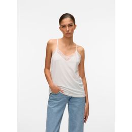 V&eacute;ro Moda VERO MODA Damen Spitzentop "VMANA", wei&szlig;, Gr. XS, unifarben, Jersey, Obermaterial: 95% Polyester, 5% Elasthan, Tops