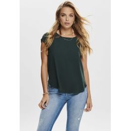 Only Damen Kurzarmbluse "ONLVIC &ndash; feminines Blusenshirt in lockerer Form", gr&uuml;n, Gr. 34, unifarben, Web, Obermaterial: 97% Polyester, 3% Elasthan,