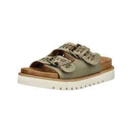 Mustang Shoes Damen Pantolette "Mustang Shoes Pantoletten Lederimitat/Textil", Gr. 37, gr&uuml;n, Lederimitat, Textil, Schuhe