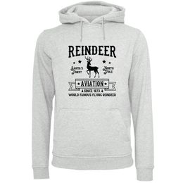 F4NT4STIC Damen Kapuzenpullover "Reindeer Aviation Retro Christmas Sign", grau, Gr. M, Obermaterial: 65% Baumwolle, 35% Polyester, Pullover, Premium