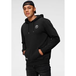 Bruno Banani Herren Kapuzensweatshirt, schwarz, Gr. L, bedruckt, angeraute Sweatware, Obermaterial: 60% Baumwolle, 40% Polyester, Sweatshirts,