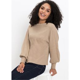 bonprix Damen Strickpullover "Oversize-Pullover aus Viskose-Mix"beige meliert, Gr. 36, unifarben, Feinstrick, Obermaterial: 50% Viskose, 26%