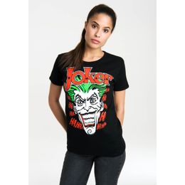 logoshirt Damen T-Shirt "The Joker", schwarz, Gr. XL, bedruckt, 100% Baumwolle, Shirts, mit lizenzierten Originaldesign
