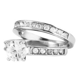 Adelia&acute;s ADELIA ́S Damen Fingerring "Damen Ring aus Edelstahl mit Zirkonia", 58, Edelstahlsilber, Edelstahl, Fingerringe