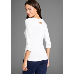 Kangaroos Damen Langarmshirt, wei&szlig;, Basic, Gr. 48, unifarben, Rippware, Obermaterial: 100% Baumwolle, Shirts, mit Krempel&auml;rmeln, sehr figurbetont,