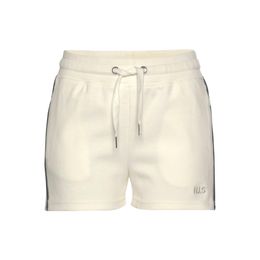 H.I.S. H.I.S Damen Shorts, Gr. 36, beige, Interlock, Obermaterial: 60% Baumwolle, 40% Polyester, bestickt, unifarben, Basic, Hosen, mit Piping und