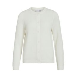 Vila Damen Strickjacke "VIDALO O-NECK L/S KNIT CARDIGAN - NOOS"wei&szlig; alyssum, Gr. L, unifarben, Obermaterial: 100% Baumwolle, Strickjacken