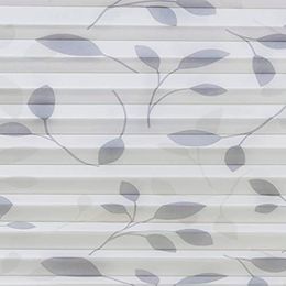 Plissee Garesa, B:80cm H:210cm, grau, Obermaterial: 100% Polyester, Plissees, "Bl&auml;tter", einfache Montage, bedruckt, blickdicht