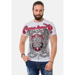 Cipo & Baxx CIPO & BAXX Herren T-Shirt "T-Shirt", wei&szlig;, Gr. XXL, bedruckt, 95% Baumwolle, 5% Elasthan, Shirts, mit Schattenmuster auf der Vorder-und R&uuml;ckseite