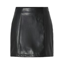 Pieces Damen Minirock "PCVERA HW SHORT SKIRT NOOS WB PU"schwarz, Gr. XS, unifarben, Web, Obermaterial: 100% Polyester, R&ouml;cke, mit leicht gl&auml;nzender