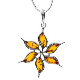 OSTSEE-SCHMUCK Damen Kette mit Anh&auml;nger "- Bl&uuml;te - Silber 925/000 - Bernstein", 45, Silber 925 (Sterlingsilber), silber, Silber 925 (Sterlingsilber),