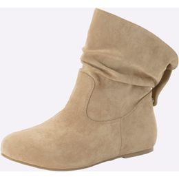 sheego Damen Stiefelette, Gr. 41beige, Lederimitat, Polyester, Schuhe