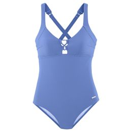 Sunseeker Damen Badeanzug "Fancy", blau, Gr. 44, strukturiert, Obermaterial: 92% Polyamid, 8% Elasthan. Futter: 100% Polyamid. Miedereinsatz: 85%