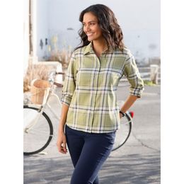 Casual Looks Damen Flanellbluse, beige, Gr. 44, gemustert, kariert, mehrfarbig, 100% Baumwolle, Blusen