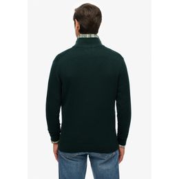 Superdry Herren Strickpullover "ESSENTIALS COTTON HALF ZIP", gr&uuml;n, Gr. M, meliert, Strick, Obermaterial: 100% Baumwolle, Pullover