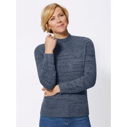 Classic Basics Damen Stehkragenpullover "Pullover", blau, Gr. 40, meliert, 77% Polyacryl, 23% Polyester, Pullover