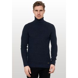 Rusty Neal Herren Rollkragenpullover, blau, Gr. XL, unifarben, 82% Polyacryl, 10% Polyamid, 8% Elasthan, Pullover, mit stilvollem Hochkragen