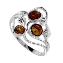 OSTSEE-SCHMUCK Damen Fingerring "- Ladessa - Silber 925/000 - Bernstein", 54, silber, Fingerringe