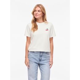 Vila Damen Kurzarmshirt "VISYBILLA CHERRY O-NECK S/S TOP/PB/LC"snow wei&szlig; detail:cherry kelly gr&uuml;n, jazzy, Gr. XS, bedruckt, Jersey, Obermaterial: