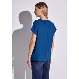 Street One Damen Hemdbluse, blau, Gr. 36, unifarben, Stoff, 100% Viskose, Blusen, aus softer Viskose