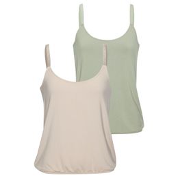 Vivance Damen Tr&auml;gertop "mit elastischen Glitzertr&auml;gern", beige, Gr. 32, unifarben, Single Jersey, Obermaterial: 95% Viskose (LENZING ECOVERO ), 5%