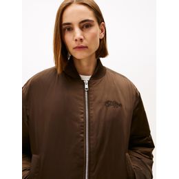 Tommy Hilfiger Damen Bomberjacke "SATEEN PADDED RLX BOMBER", braun, Gr. L, unifarben, Web, Obermaterial: 100% Polyester, Jacken