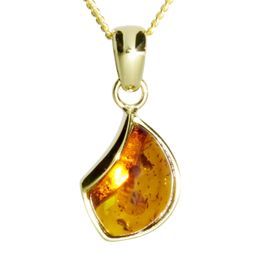 OSTSEE-SCHMUCK Damen Kette und Anh&auml;nger Set "- Jula 23 mm - Gold 333/000 - Bernstein", 45, gold, Gelbgold 333, Schmuck_Sets