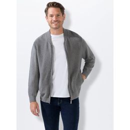 Marco Donati Herren Strickjacke, grau, Gr. 56, meliert, 100% Baumwolle, Strickjacken