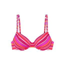 s.Oliver Damen B&uuml;gel-Bikini-Top "Fun", pink, Gr. 40, gestreift, Recycling-Polyamid, Bikini-Oberteile, im trendigen Streifen-Design