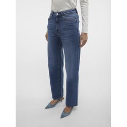 V&eacute;ro Moda VERO MODA Damen High-waist-Jeans "VMTESSA HR WIDE JEANS RA380 GA NOOS", blau, Gr. 33, unifarben, Denim/Jeans, Obermaterial: 99% Baumwolle, 1%