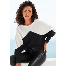 Lascana Damen Strickpullover, schwarz-wei&szlig;, Gr. 40, Strick, Obermaterial: 50% Viskose, 28% Polyester, 22% Polyamid, Pullover, mit Colorblock-Optik