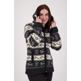 DEPROC Active Damen Strickfleecejacke "ANNAPURNA", grau, Gr. 40, Fleece, Obermaterial: 100% Wolle. Futter: 100% Polyester, Jacken, mit Kapuze und