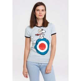 logoshirt Damen T-Shirt "Peanuts - Snoopy", blau, Gr. XXL, unifarben, 100% Baumwolle, Shirts, mit lizenziertem Print
