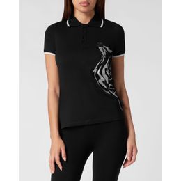 Plein Sport Damen Poloshirt "Glitter", schwarz, Gr. XS, Obermaterial: 100% Baumwolle, Shirts