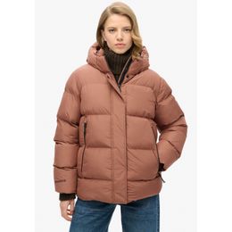 Superdry Damen Steppjacke "HOODED 5 BAFFLE SPORTS PUFFER", braun, Gr. M, unifarben, Web, Obermaterial: 100% Polyester, Jacken