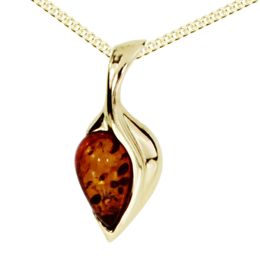 OSTSEE-SCHMUCK Damen Kette und Anh&auml;nger Set "- Ires - Gold 375/000 - Bernstein", 42, gold, Gelbgold 375, Schmuck_Sets