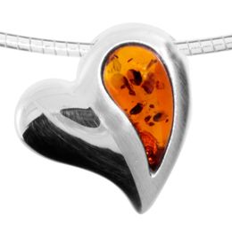 OSTSEE-SCHMUCK Damen Kette mit Anh&auml;nger "- Gleiter-Herz 20 mm - Silber 925/000 - Bernstein", 42, Silber 925 (Sterlingsilber), silber, Silber 925